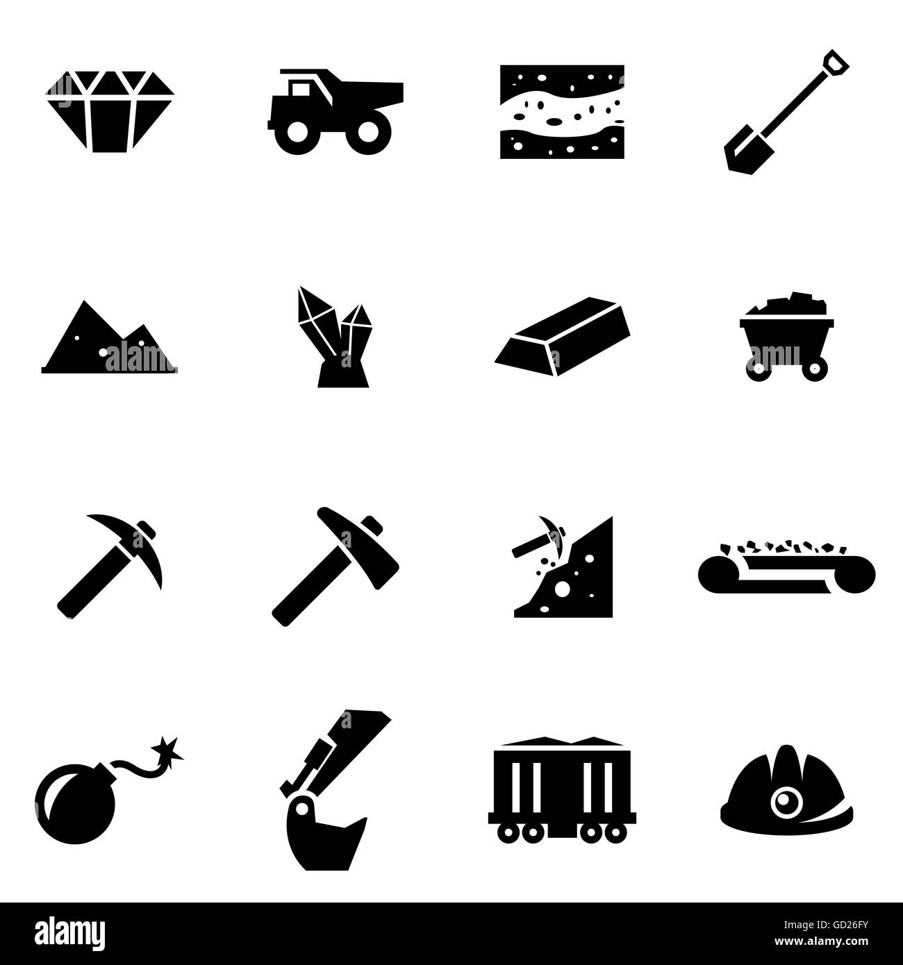 Vector black mining icon set Stock Vector Image & Art - Alamy