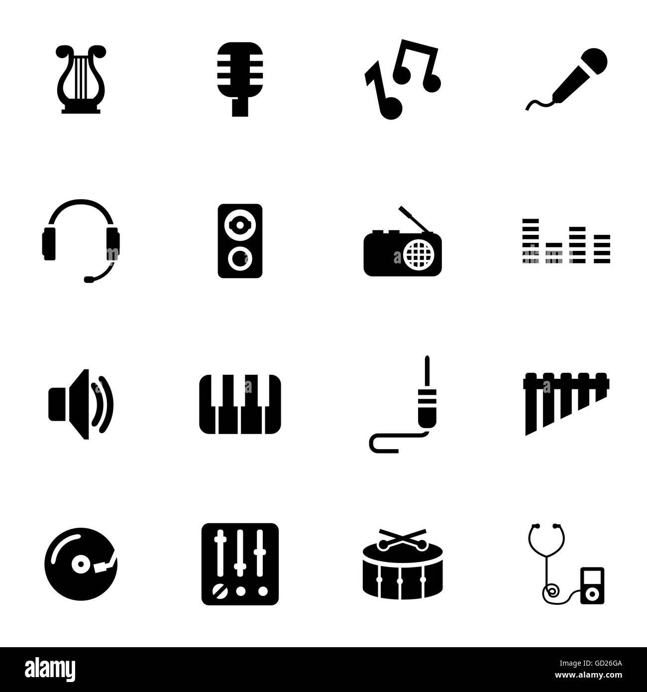Vector black music icon set Stock Vector Image & Art - Alamy