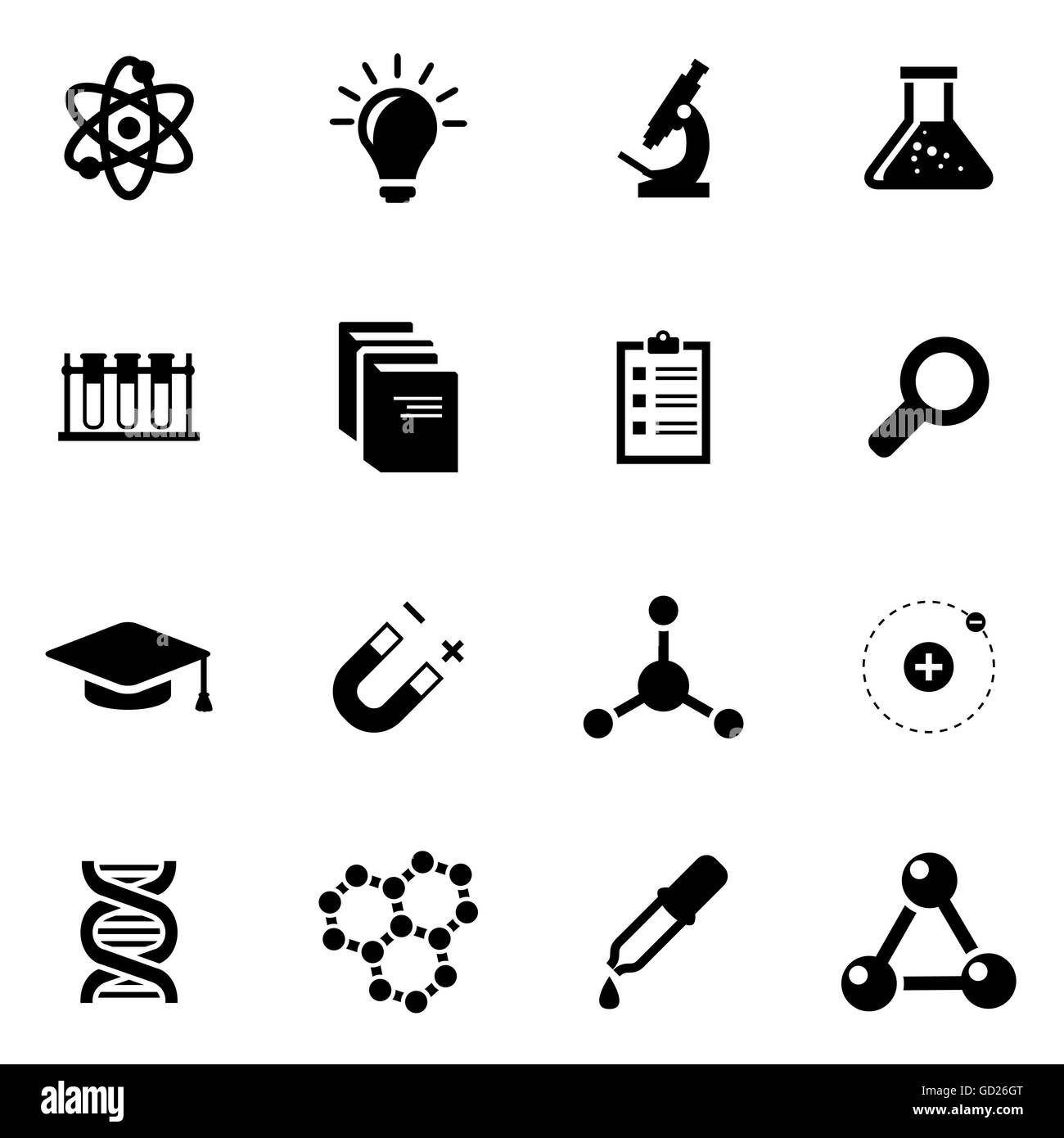 Vector black science icon set Stock Vector Image & Art - Alamy