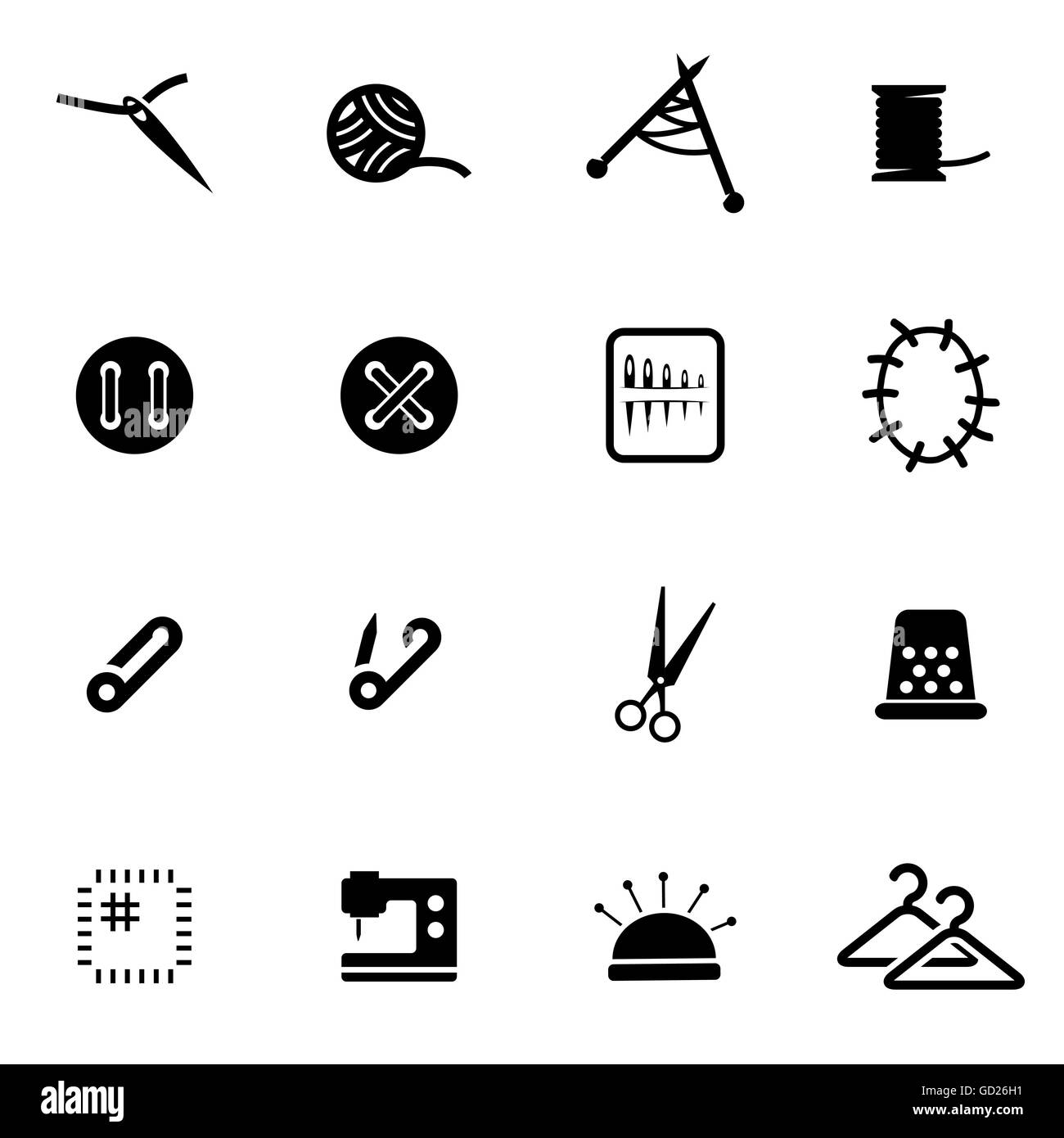 Vector black sewing icon set Stock Vector Image & Art - Alamy