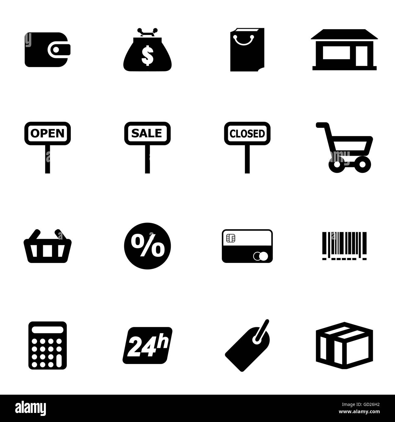 Vector black shop icon set Stock Vector Image & Art - Alamy