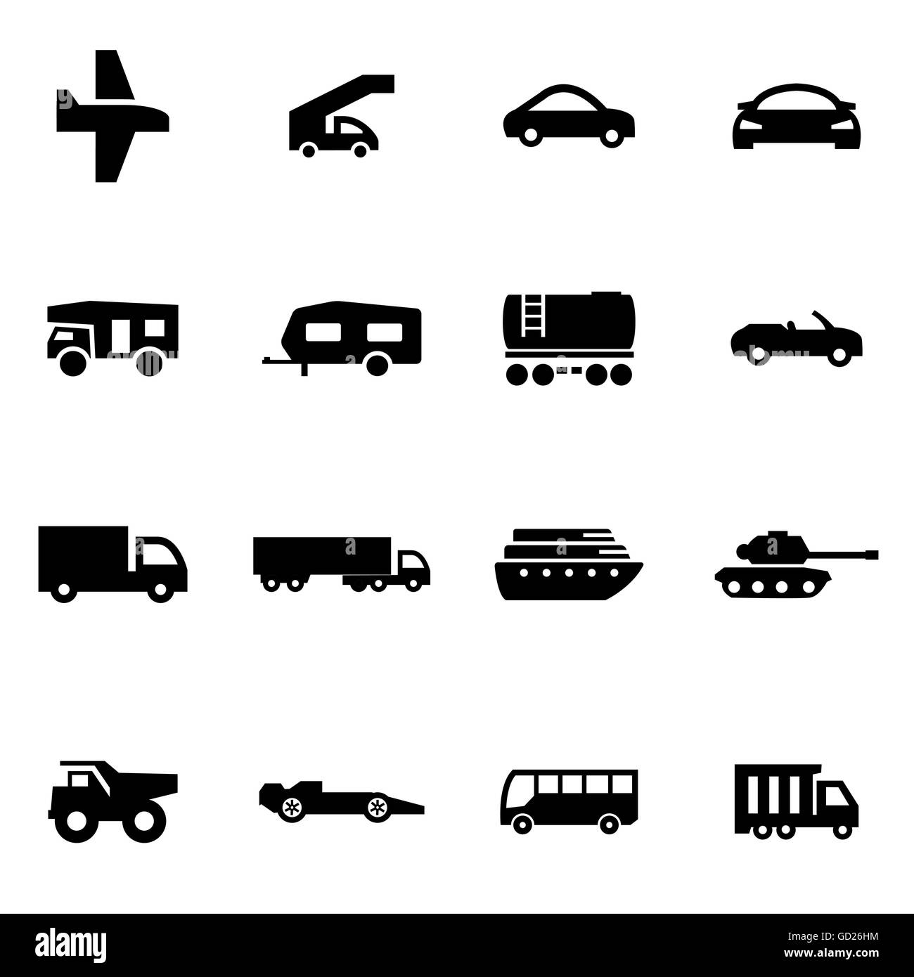 Vector black vehicles icon set Stock Vector Image & Art - Alamy