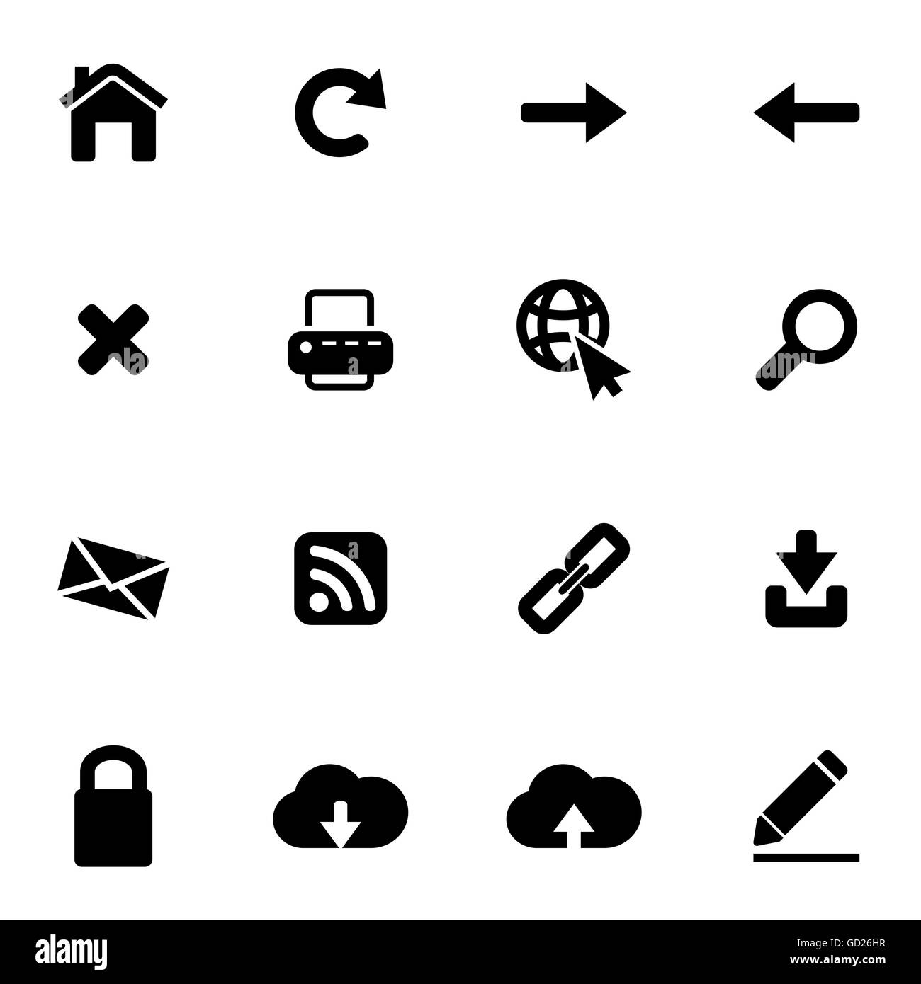 Vector black web icon set Stock Vector Image & Art - Alamy