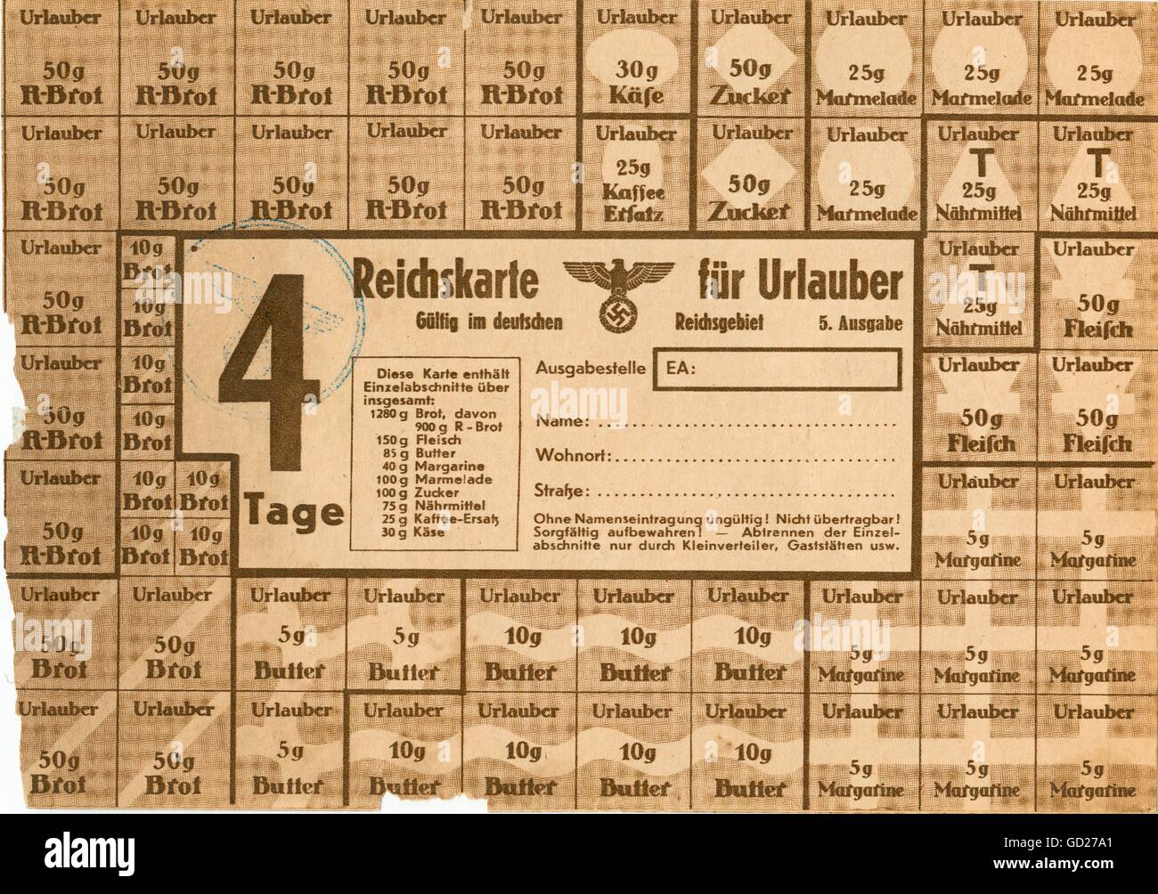 Food ration card hi-res stock photography and images - Alamy