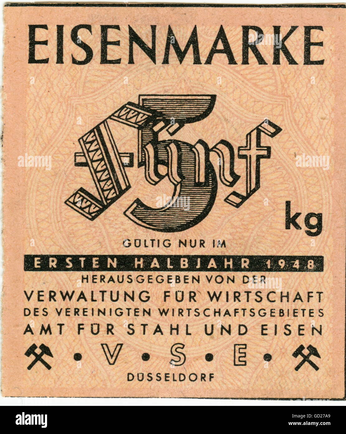 postwar era, Germany, time of the occupation regime, ration card for ...