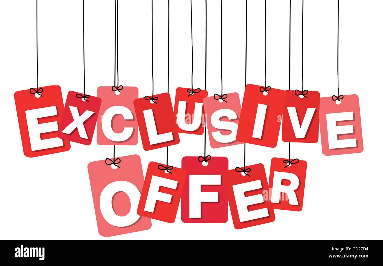 Vector colorful hanging cardboard. Tags - exclusive offer Stock Vector ...