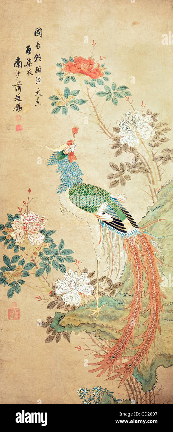 fine arts, Chiang Ting-Hsi (1669 - 1732), scroll painting on paper ...