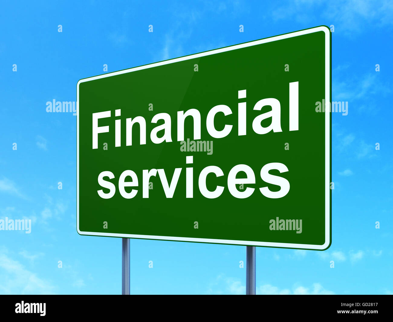 Currency concept: Financial Services on road sign background Stock ...