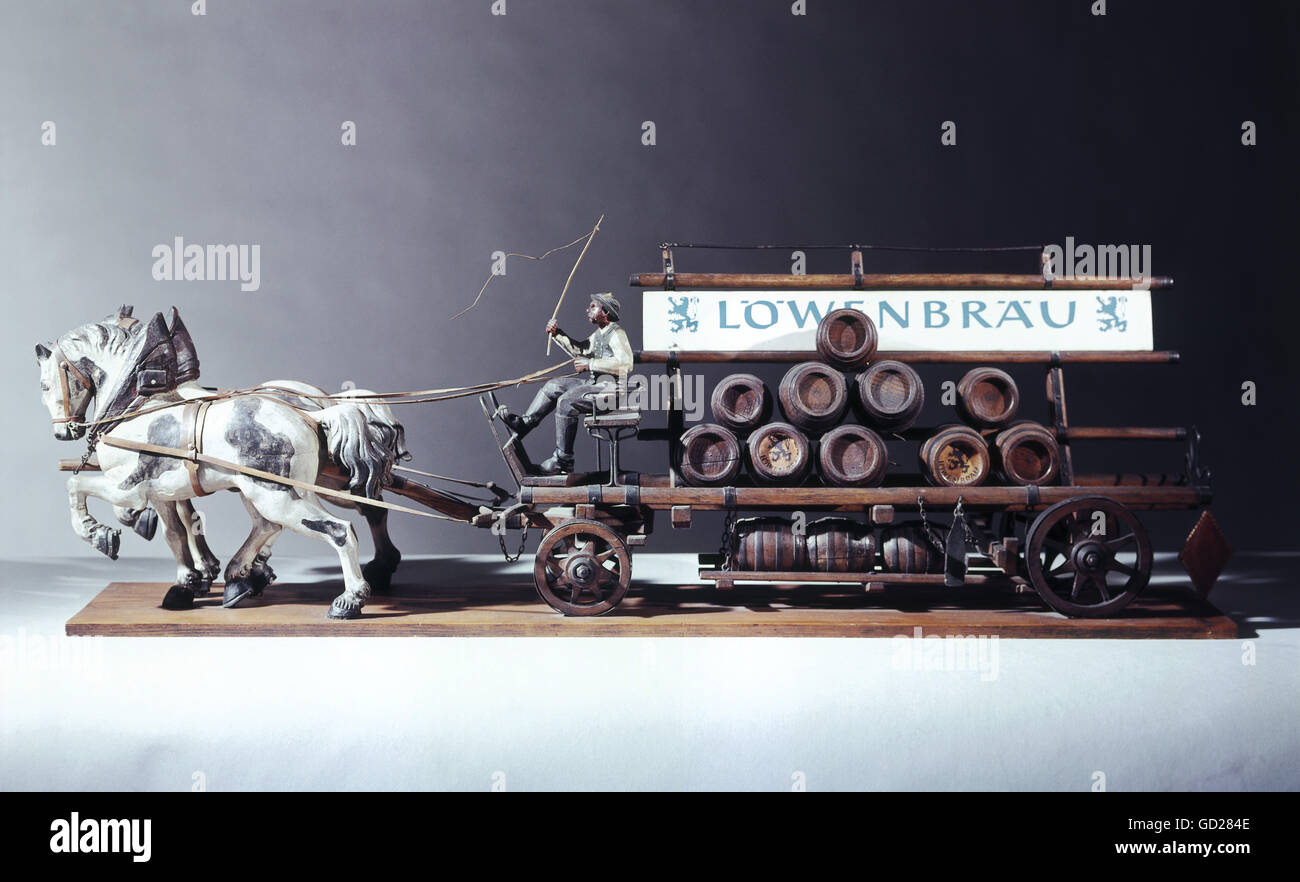 alcohol, beer, model of a horse-drawn beer wagon of the "Loewenbraeu ...