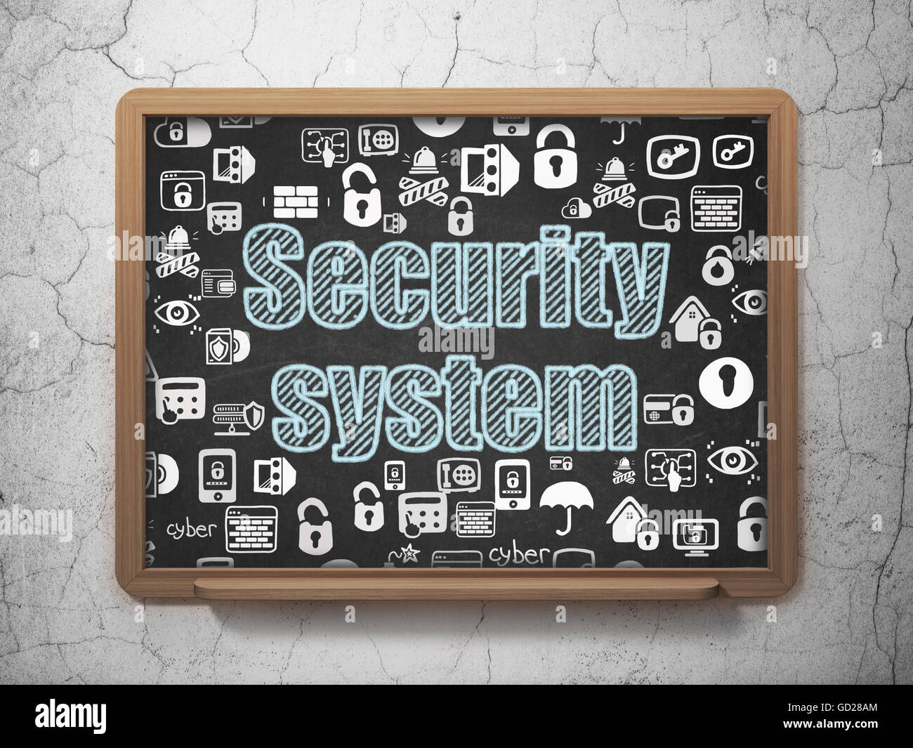 Protection concept: Security System on School board background Stock ...