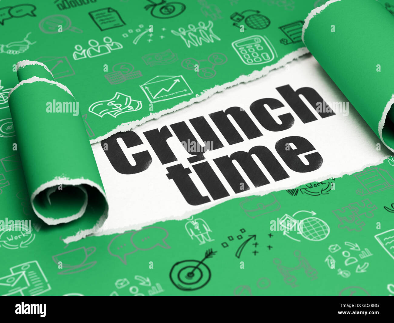 Finance concept: black text Crunch Time under the piece of torn paper ...