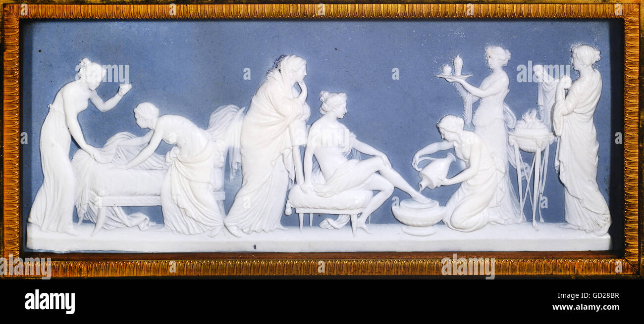 fine arts, porcelain, relief, "The Bath of Venus", inlay on a precious ...