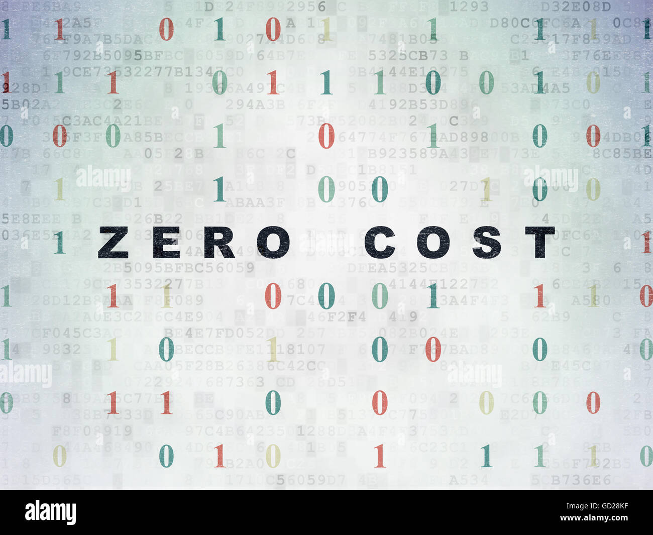 Finance concept: Zero cost on Digital Data Paper background Stock Photo ...