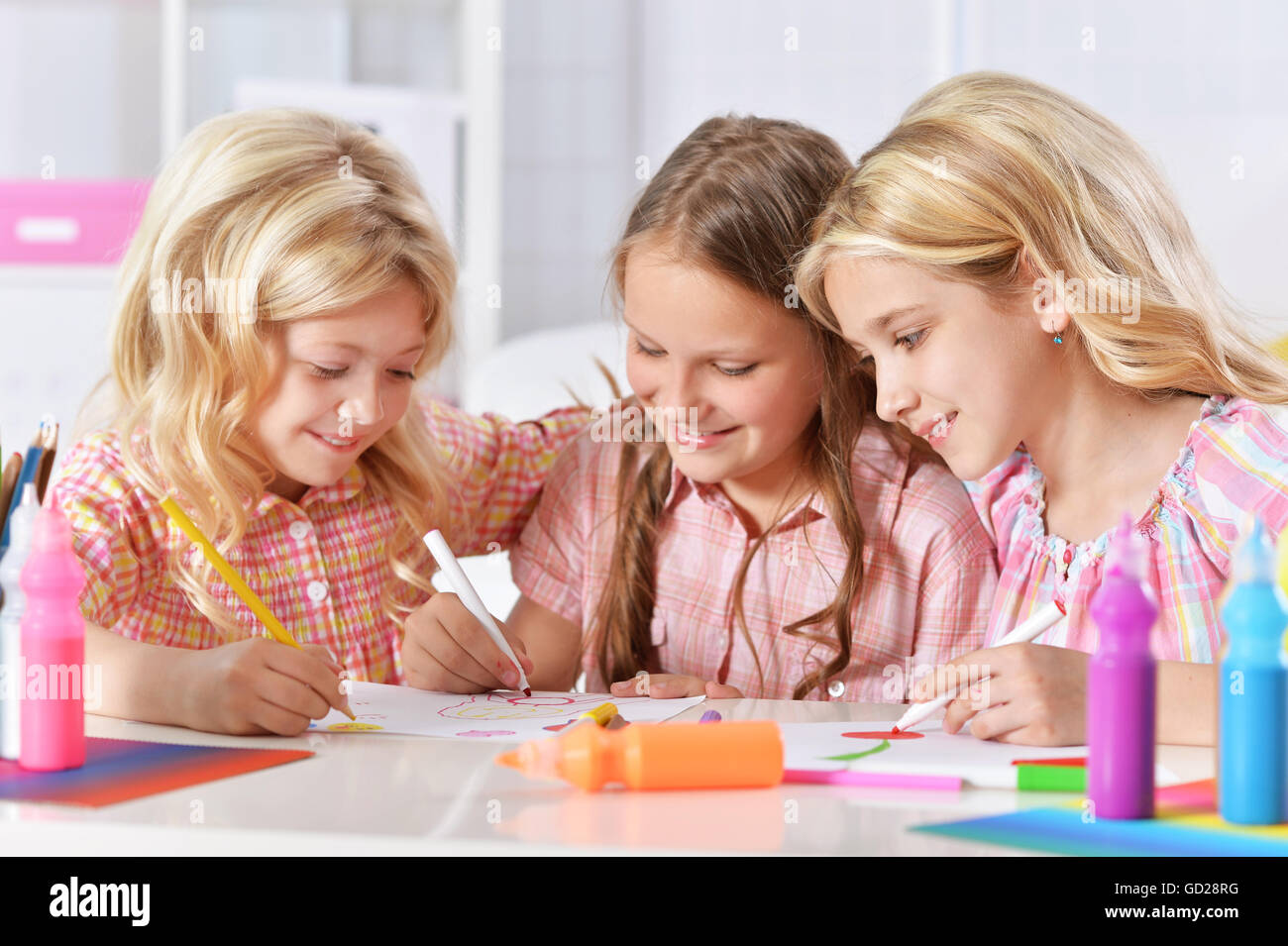 girls on lesson of art Stock Photo - Alamy