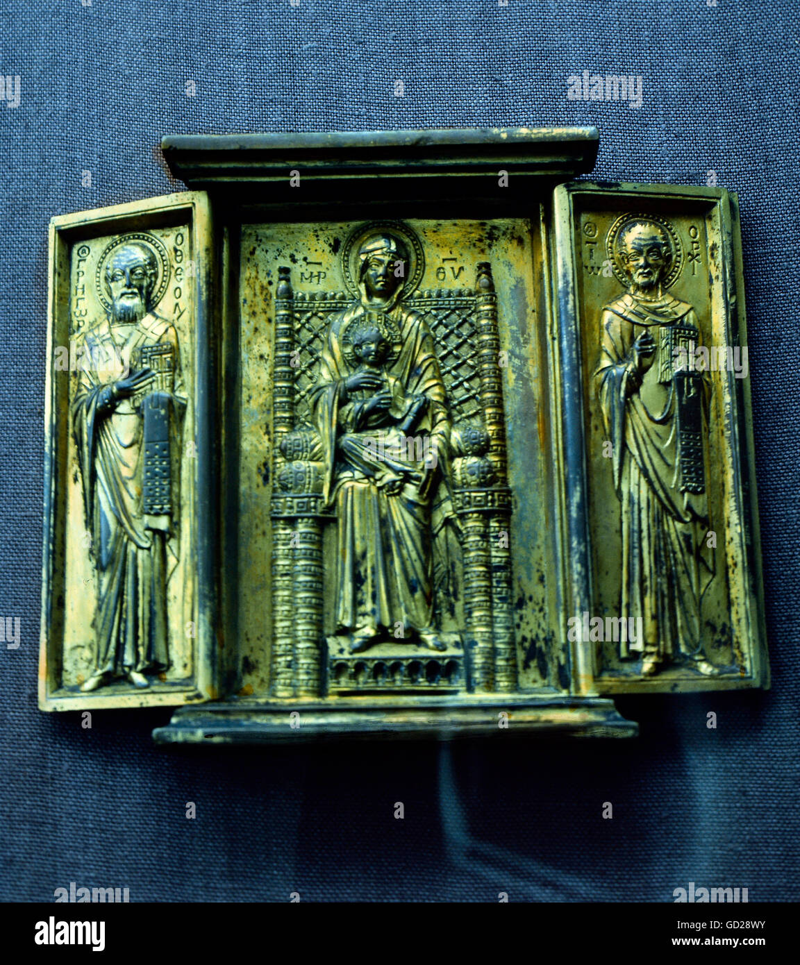 fine arts, middle ages, Byzantine, sculpture, small polyptych, Virgin ...