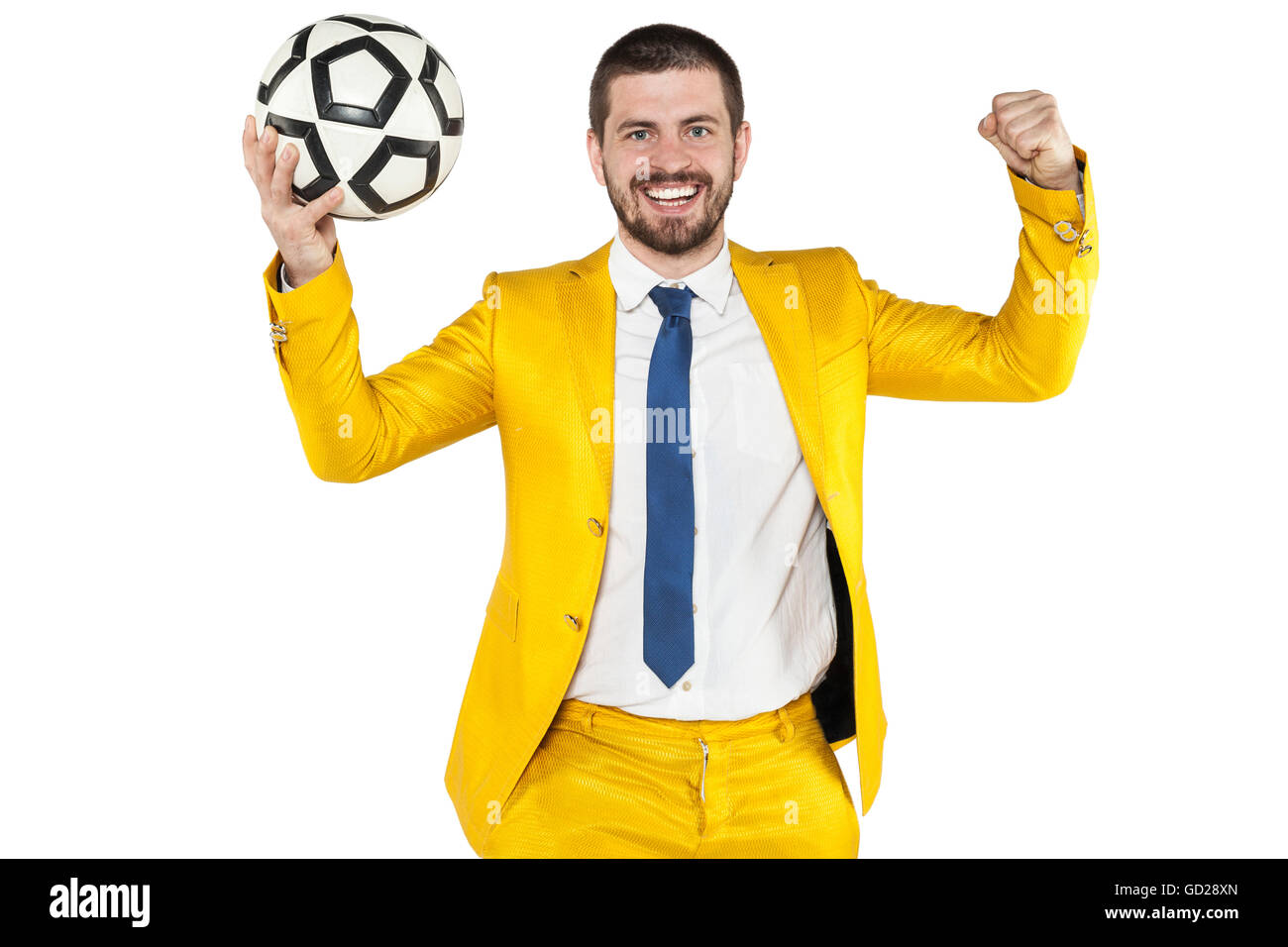 win in football game celebrated by manager Stock Photo - Alamy