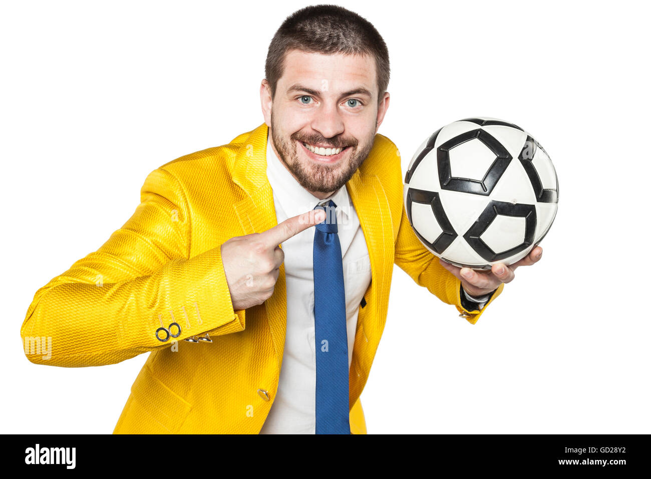 Manager points on the ball Stock Photo - Alamy