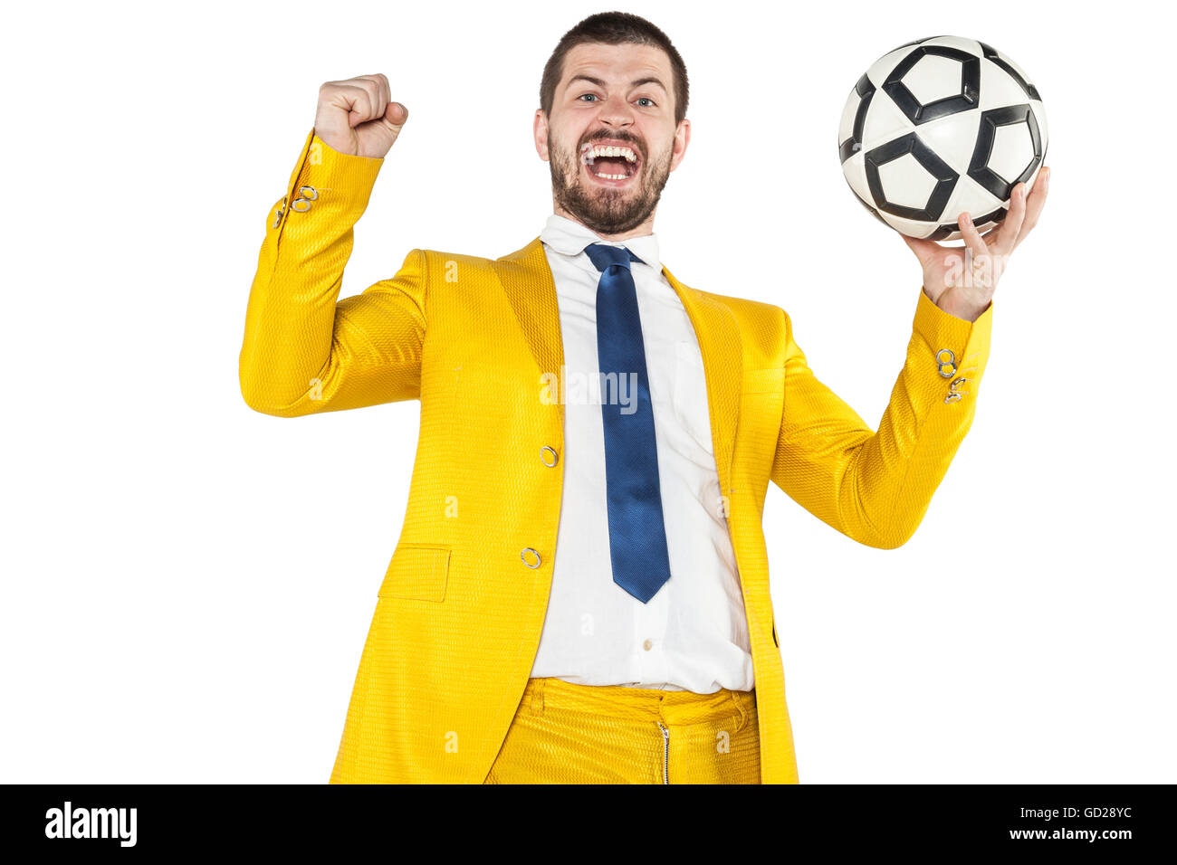 manager performs a gesture of victory, hands up Stock Photo - Alamy