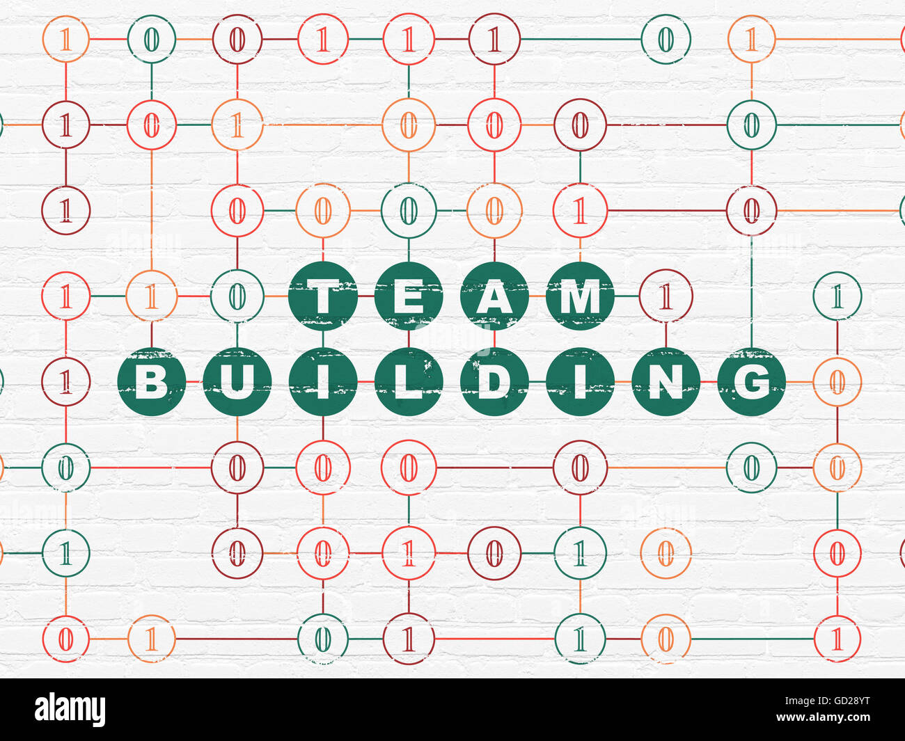 Business concept: Team Building on wall background Stock Photo - Alamy