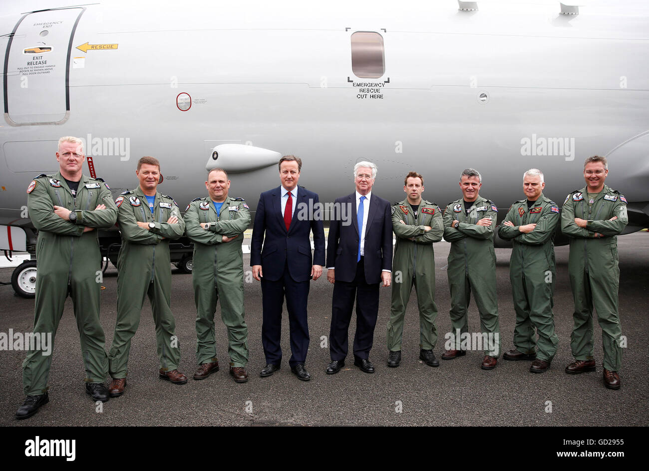 Prime Minister David Cameron (fourth left) and Defence Secretary ...
