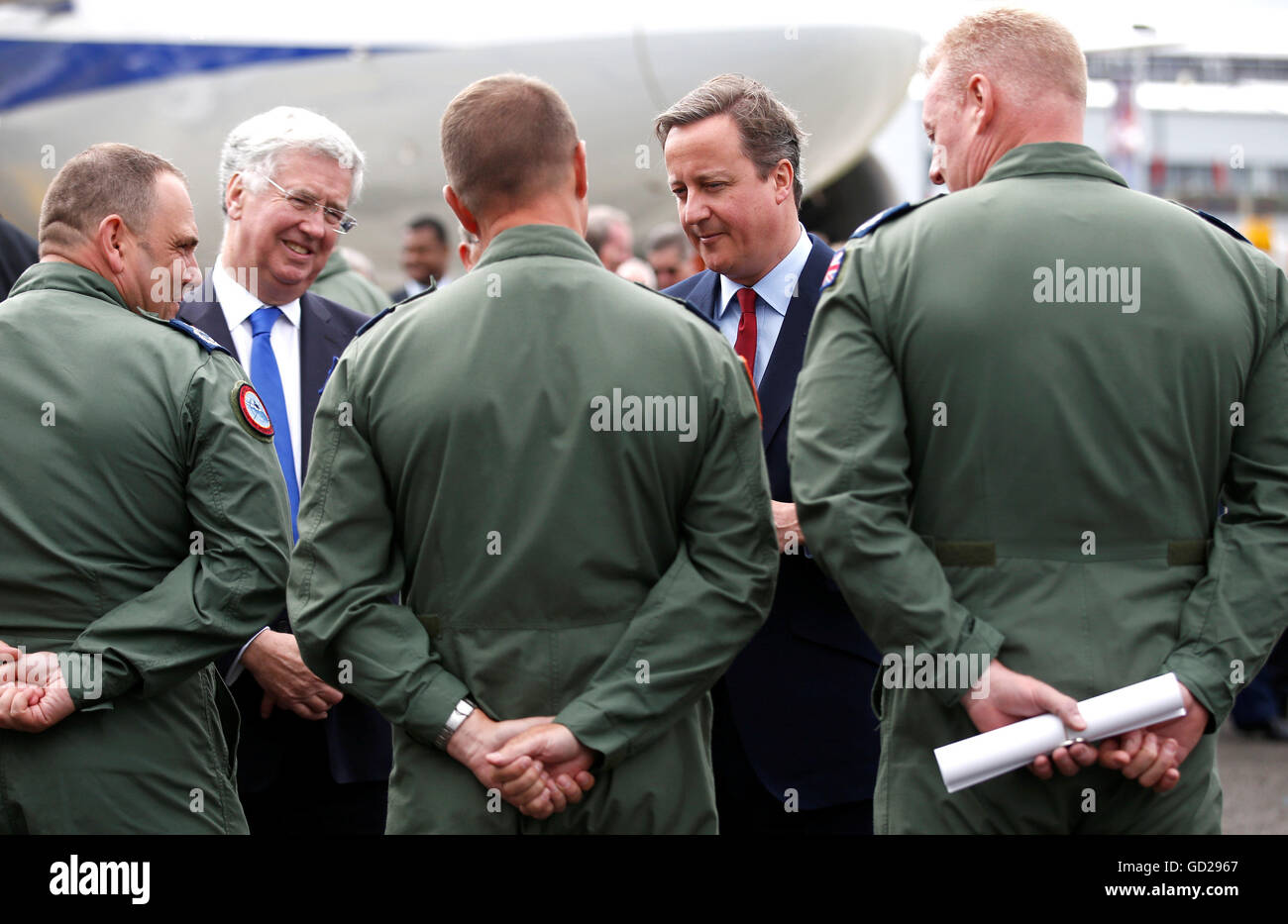Prime Minister David Cameron (second right) and Defence Secretary ...