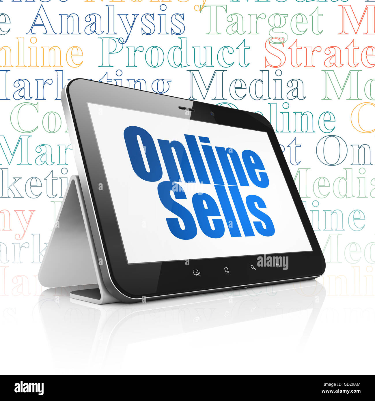 Marketing concept: Tablet Computer with Online Sells on display Stock ...