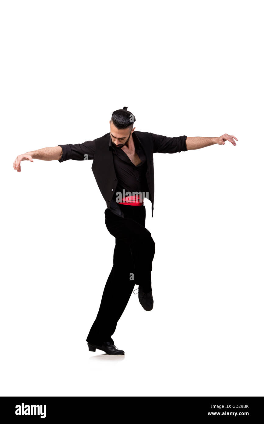 Man dancer dancing spanish dances isolated on white Stock Photo - Alamy