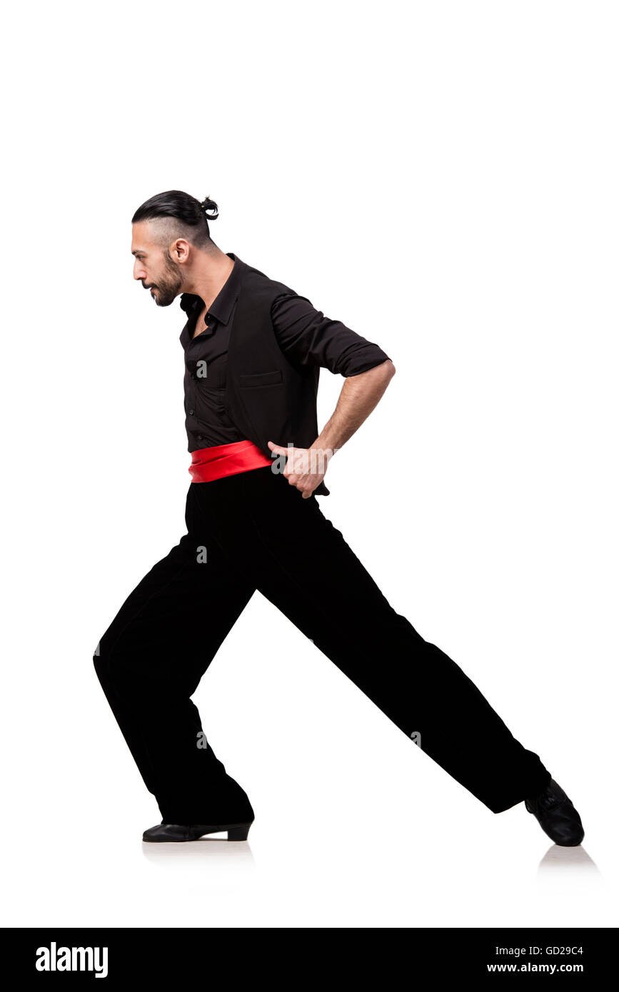 Man dancer dancing spanish dances isolated on white Stock Photo - Alamy