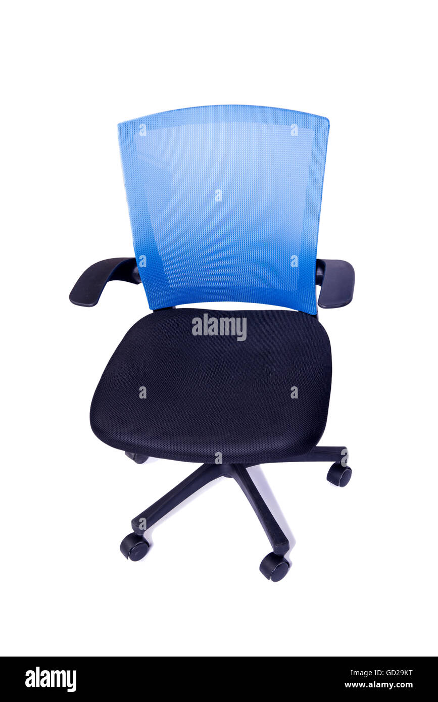 Blue office chair isolated on the white background Stock Photo - Alamy