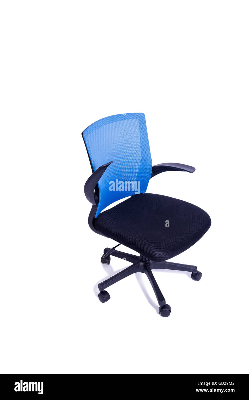 Blue office chair isolated on the white background Stock Photo - Alamy