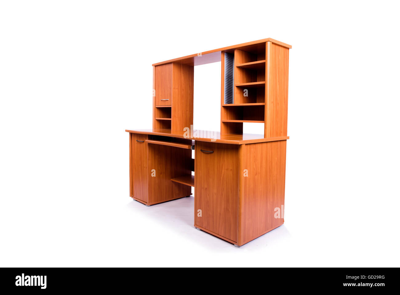 Computer home desk isolated on the white background Stock Photo - Alamy