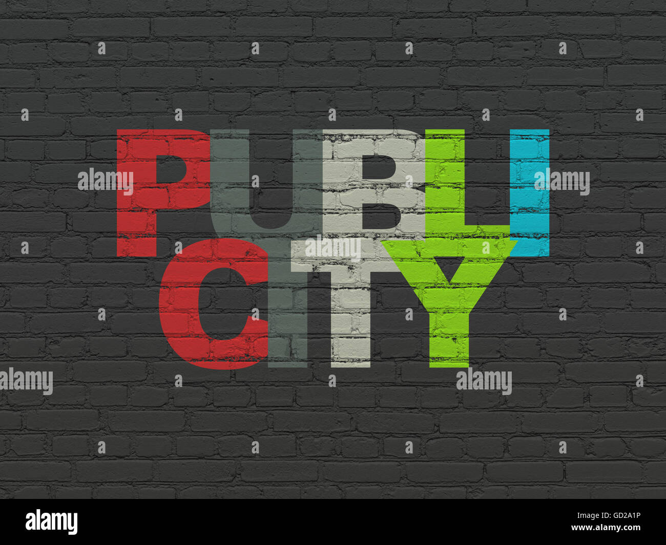 Marketing concept: Publicity on wall background Stock Photo - Alamy