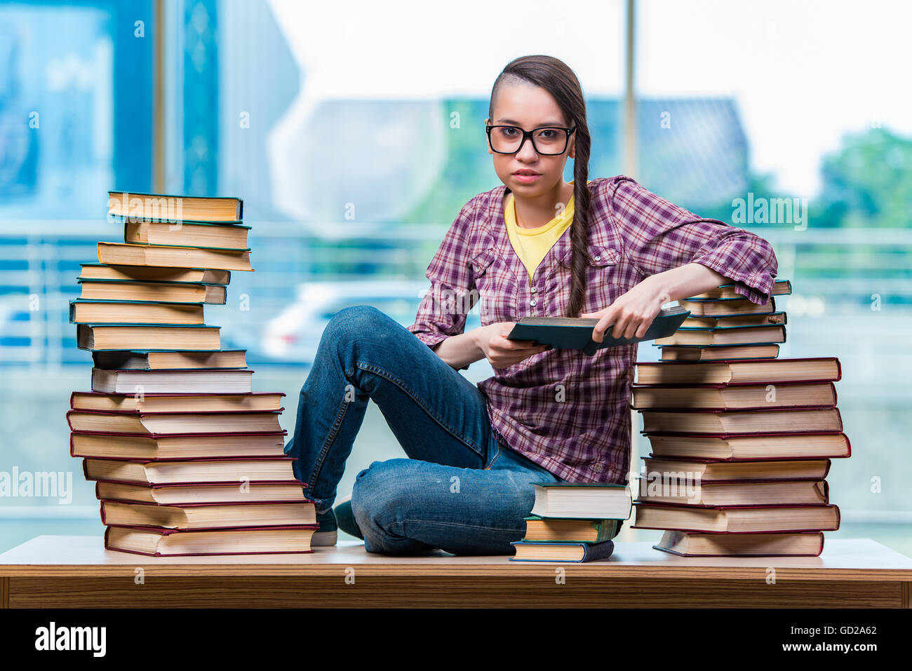 Student preparing for college exams Stock Photo - Alamy