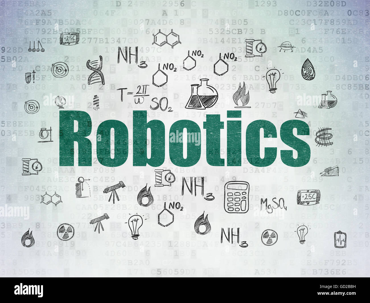 Science concept: Robotics on Digital Data Paper background Stock Photo ...