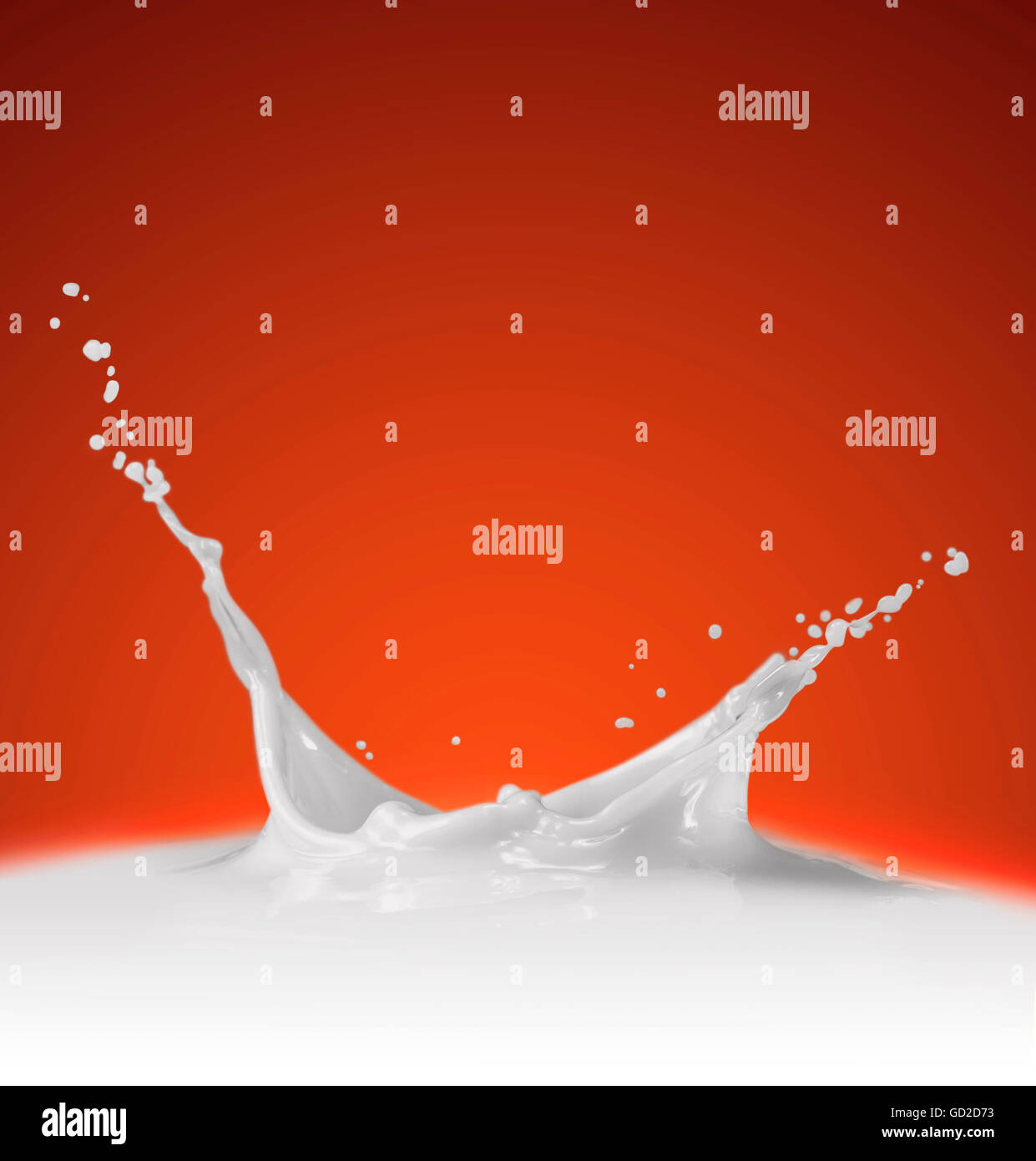Splash of Fresh Milk over Summer Orange Background Stock Photo - Alamy
