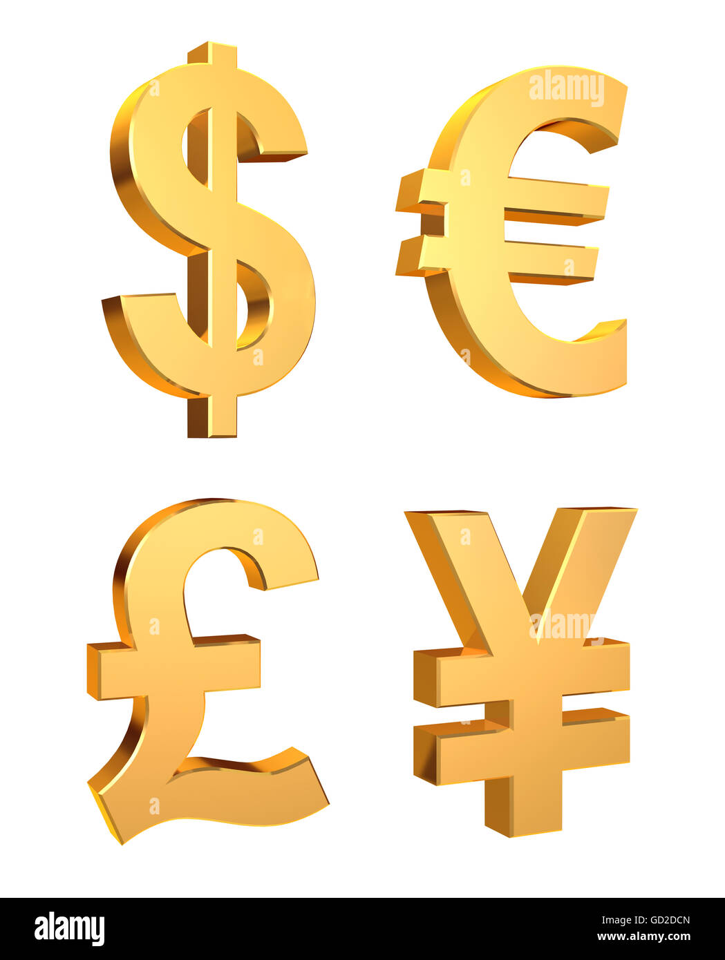 3D illustration of Currency Symbols Set on a white background Stock ...