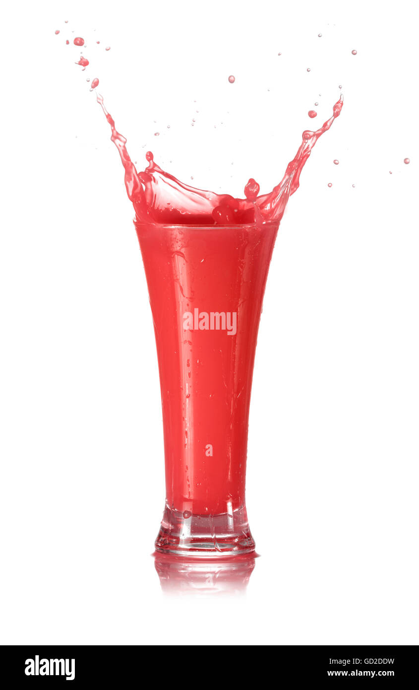 Fresh Red Juice Splash in A Glass Isolated on White Background Stock ...