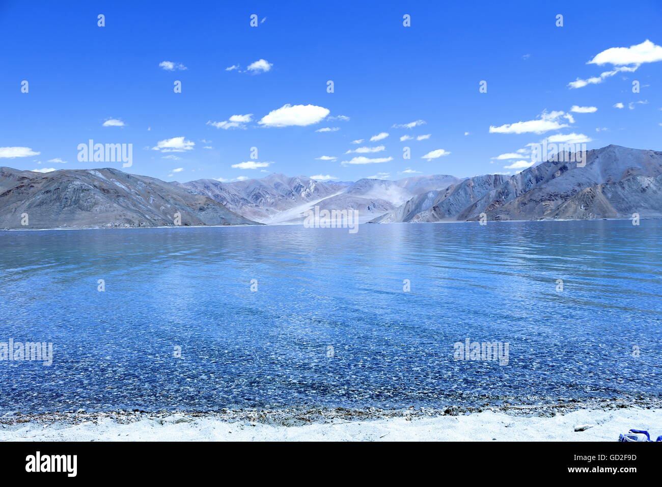 Pangong blue water lake Stock Photo - Alamy