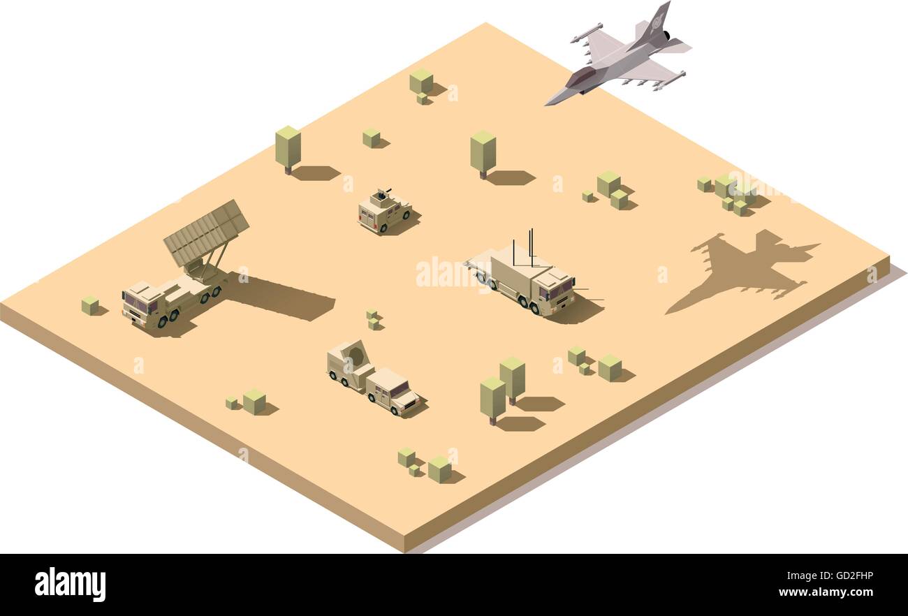 Vector isometric low poly infographic element representing military ...