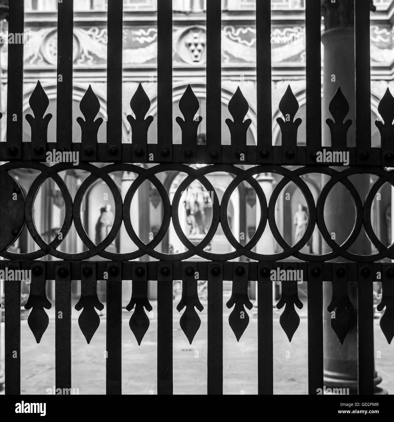 Decorative black, metal fence; Florence, Italy Stock Photo - Alamy
