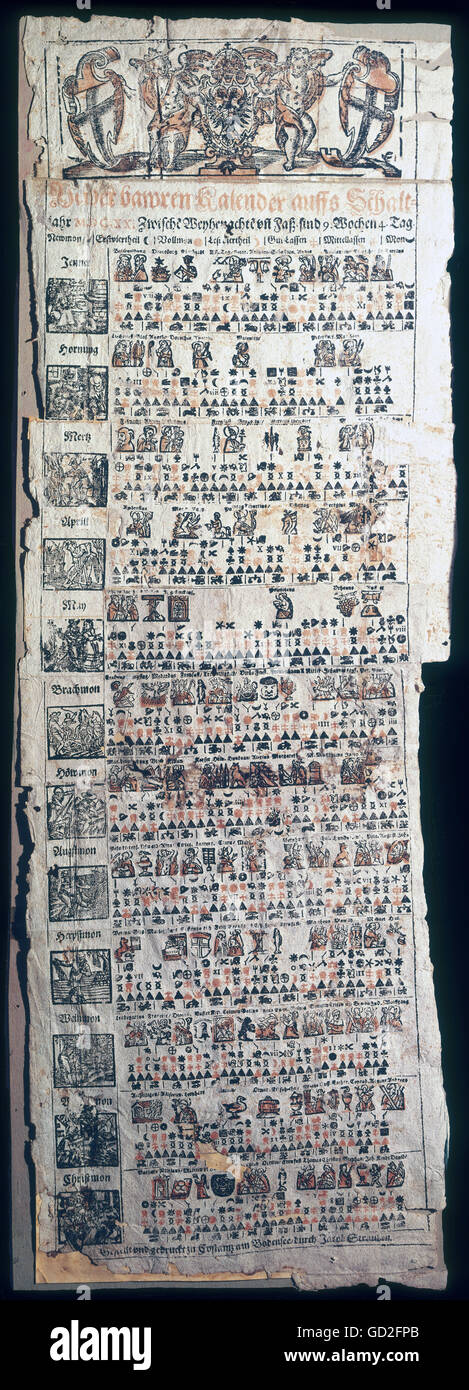 calendar, new peasant's calendar, leap year 1620, Additional-Rights ...