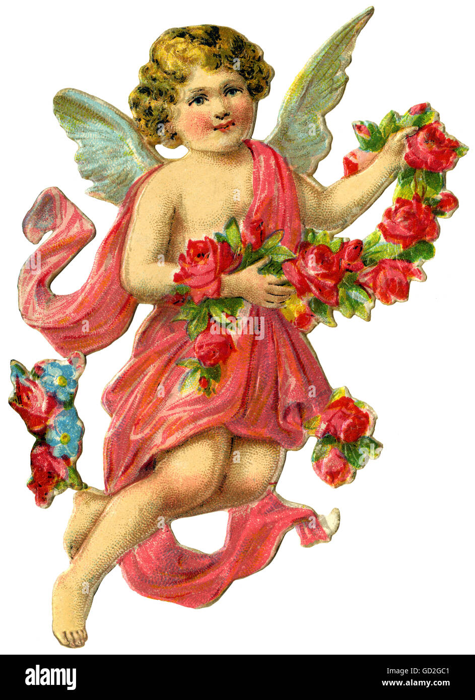 kitsch / souvenirs, little angel with wreath, decoration with album of ...