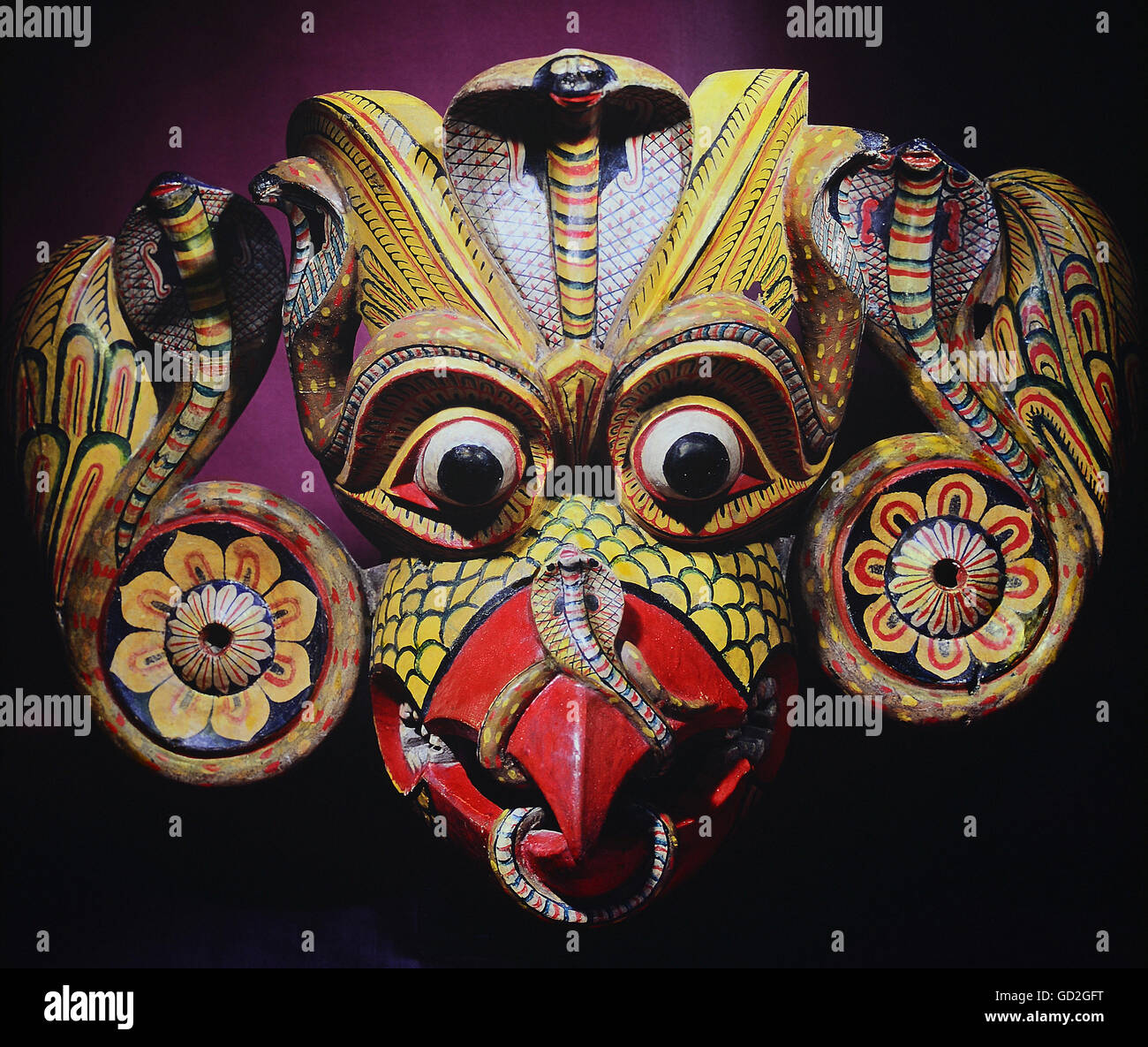 fine arts, Sri Lanka, mask, "Garulaya", kolam mask, 19th century, wood ...