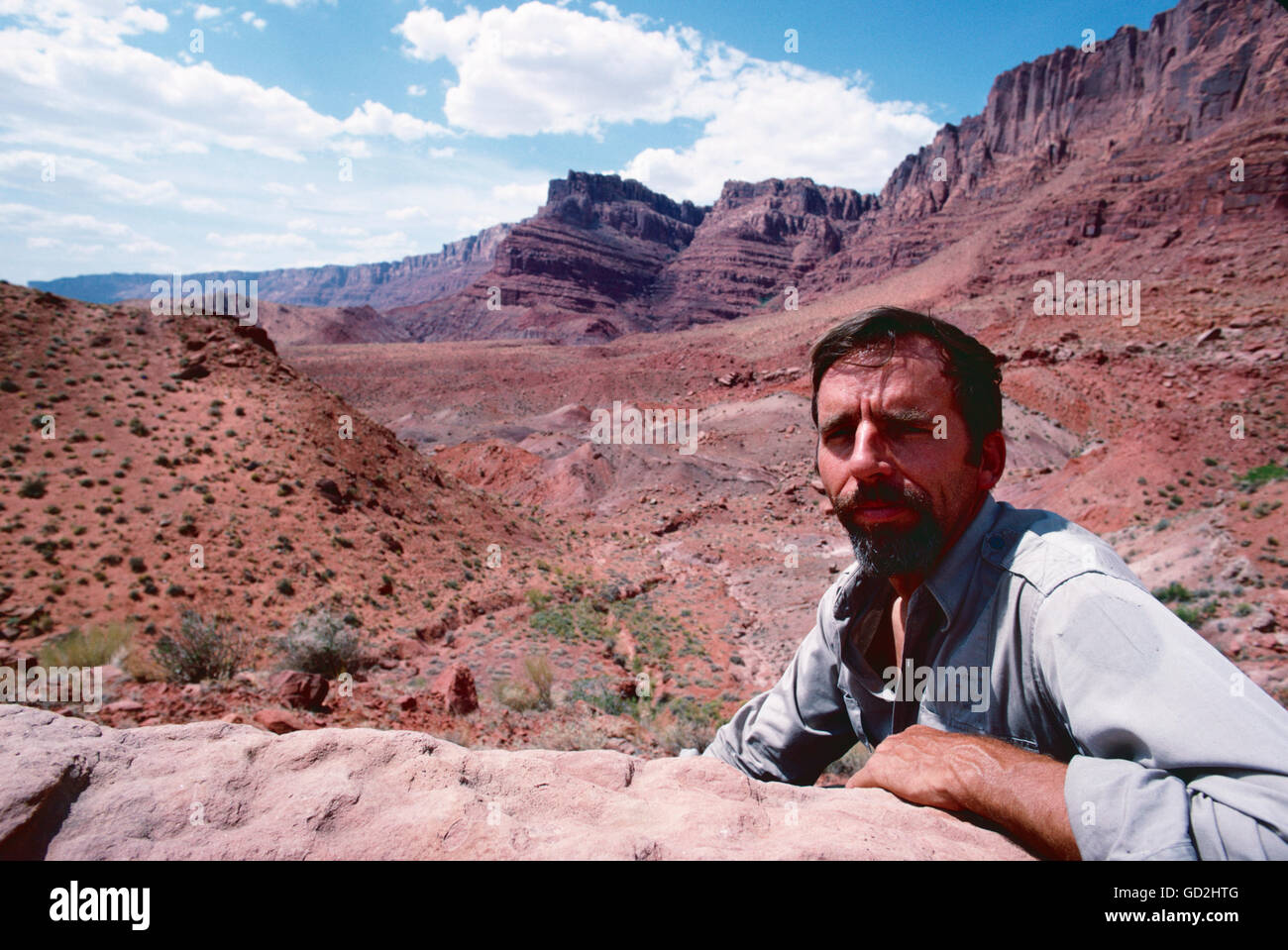 Edward Abbey in the desert in July 1969 Stock Photo - Alamy