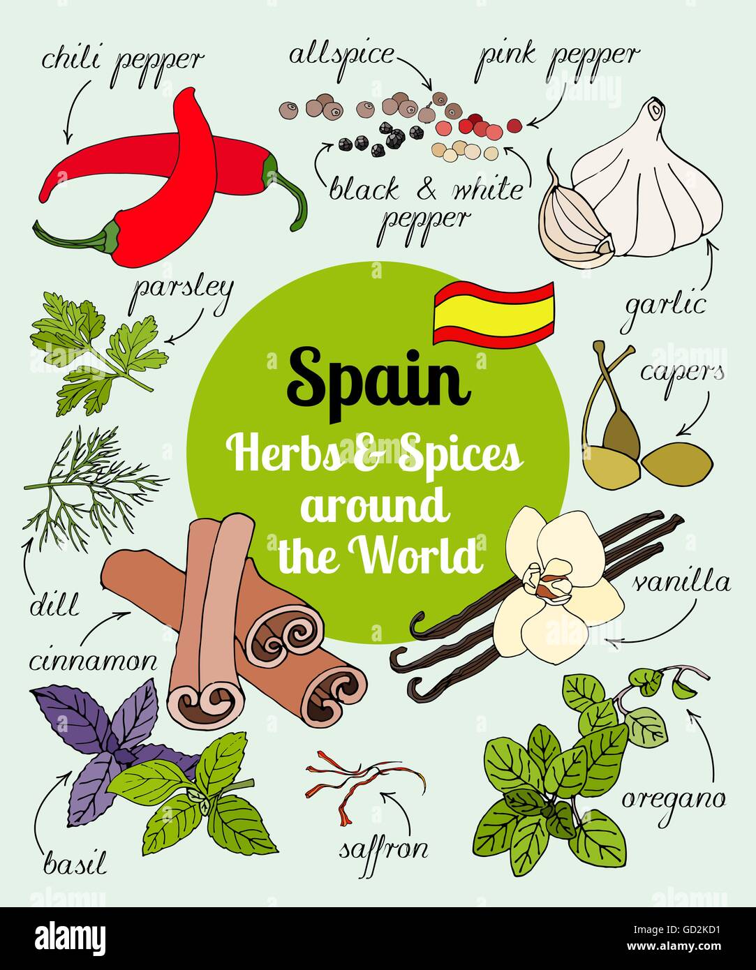 Spain herbs and spices Stock Vector Image & Art - Alamy