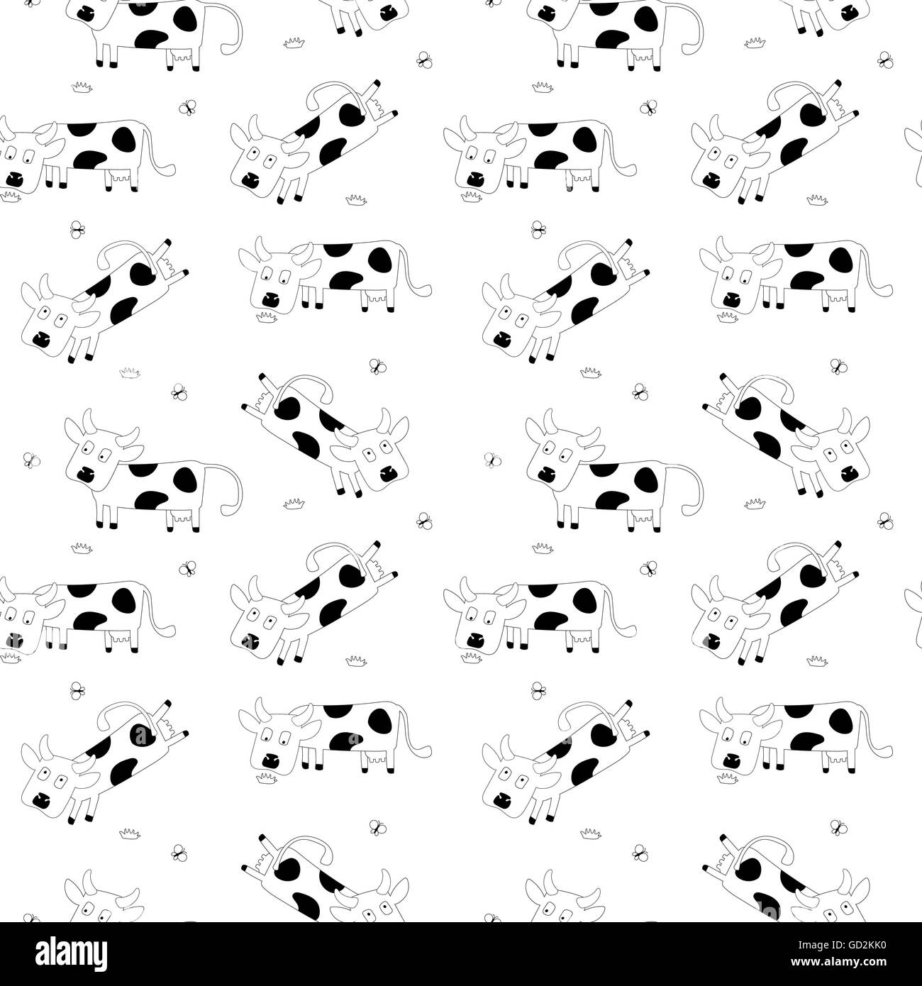 Seamless pattern with cute cows Stock Vector Image & Art - Alamy