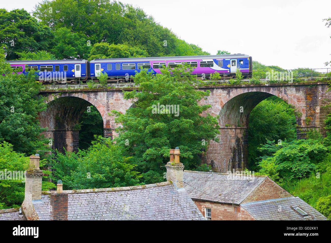 Northern Rail Sprinter train. Gelt Viaduct, Middle Gelt Bridge ,Middle ...