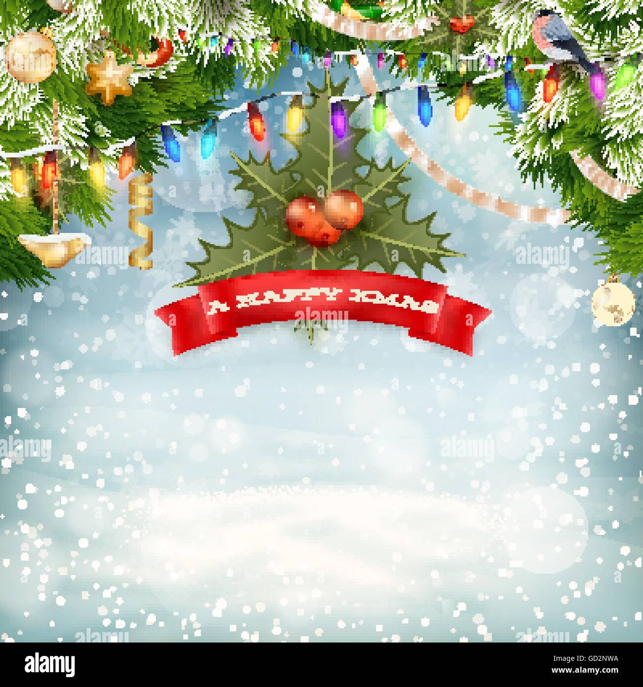 Tree decorated night christmas light Stock Vector Images - Alamy