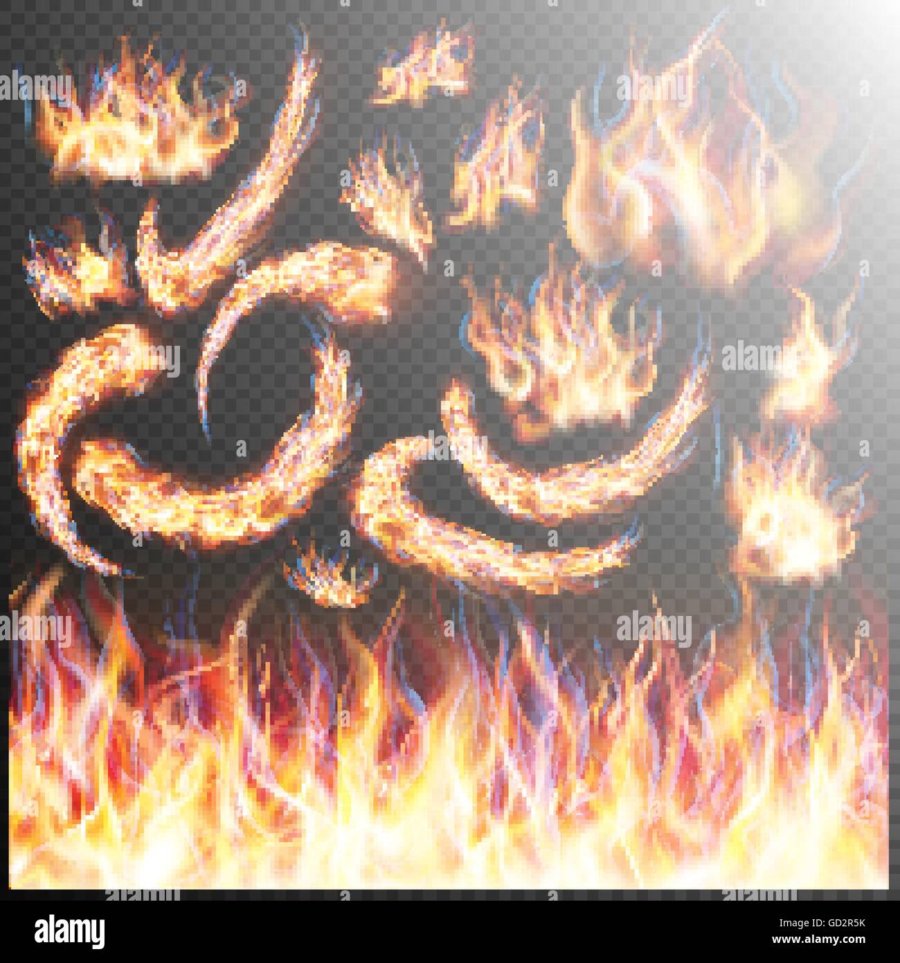 Realistic fire flames set. EPS 10 Stock Vector Image & Art - Alamy