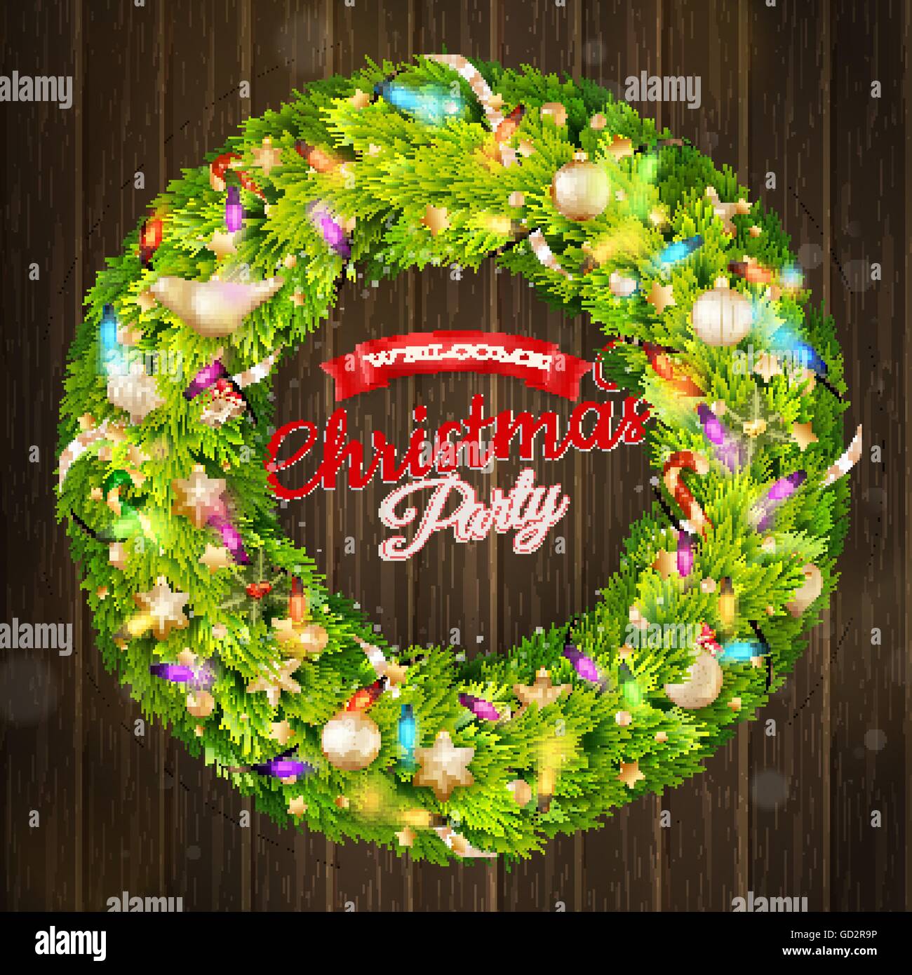 Door christmas wreath fir Stock Vector Images - Alamy